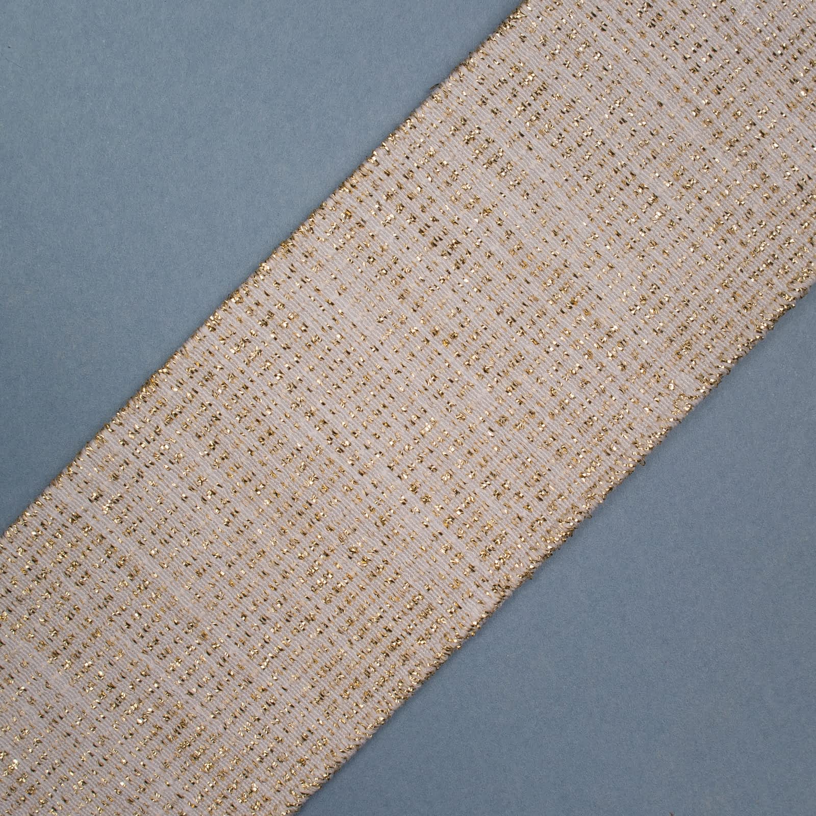 Elastic Tape Striped Ecru- Gold Lurex 6 Cm - vostexfashion.com