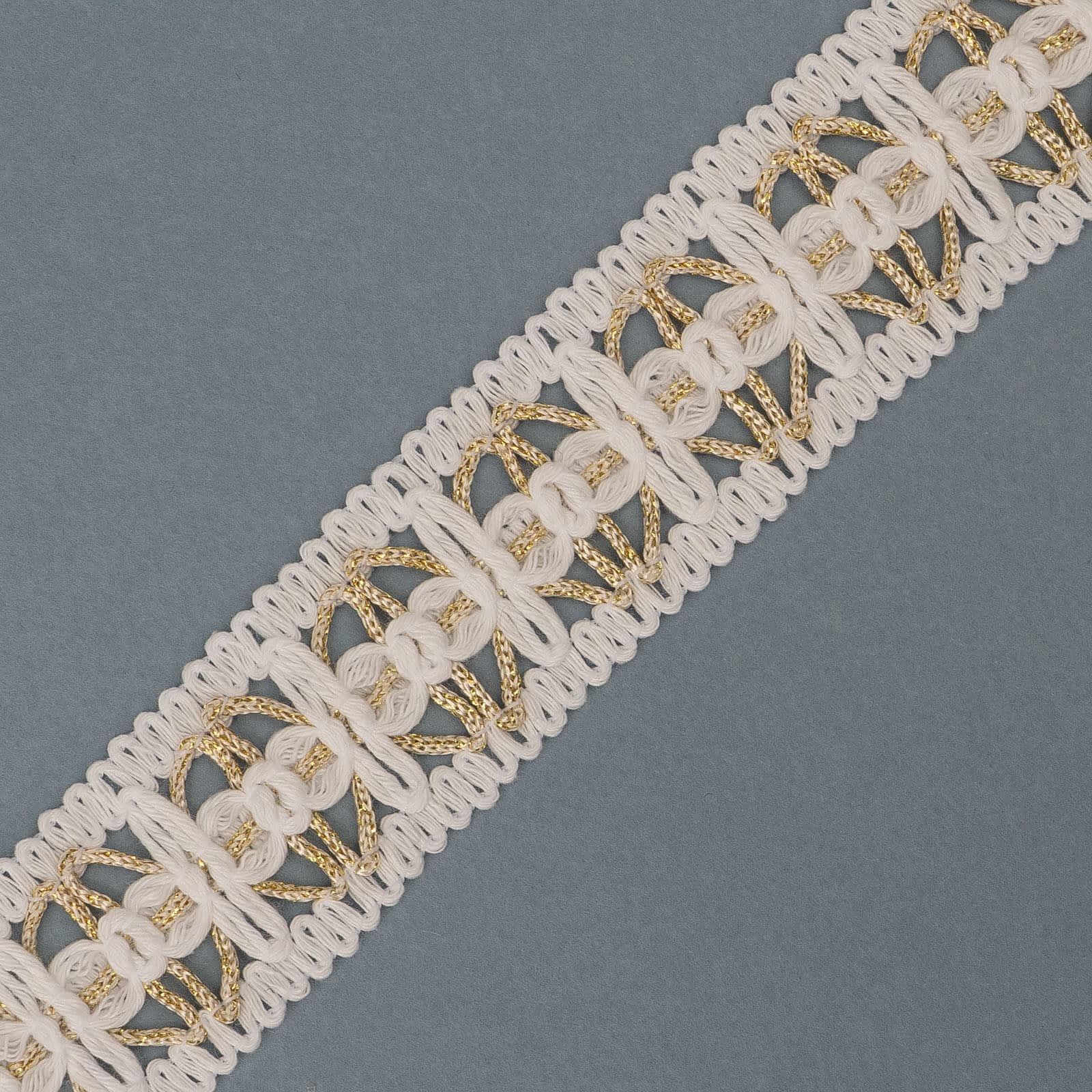 Tresse Cotton Cross White - Gold Lurex 3.5 Cm - vostexfashion.com