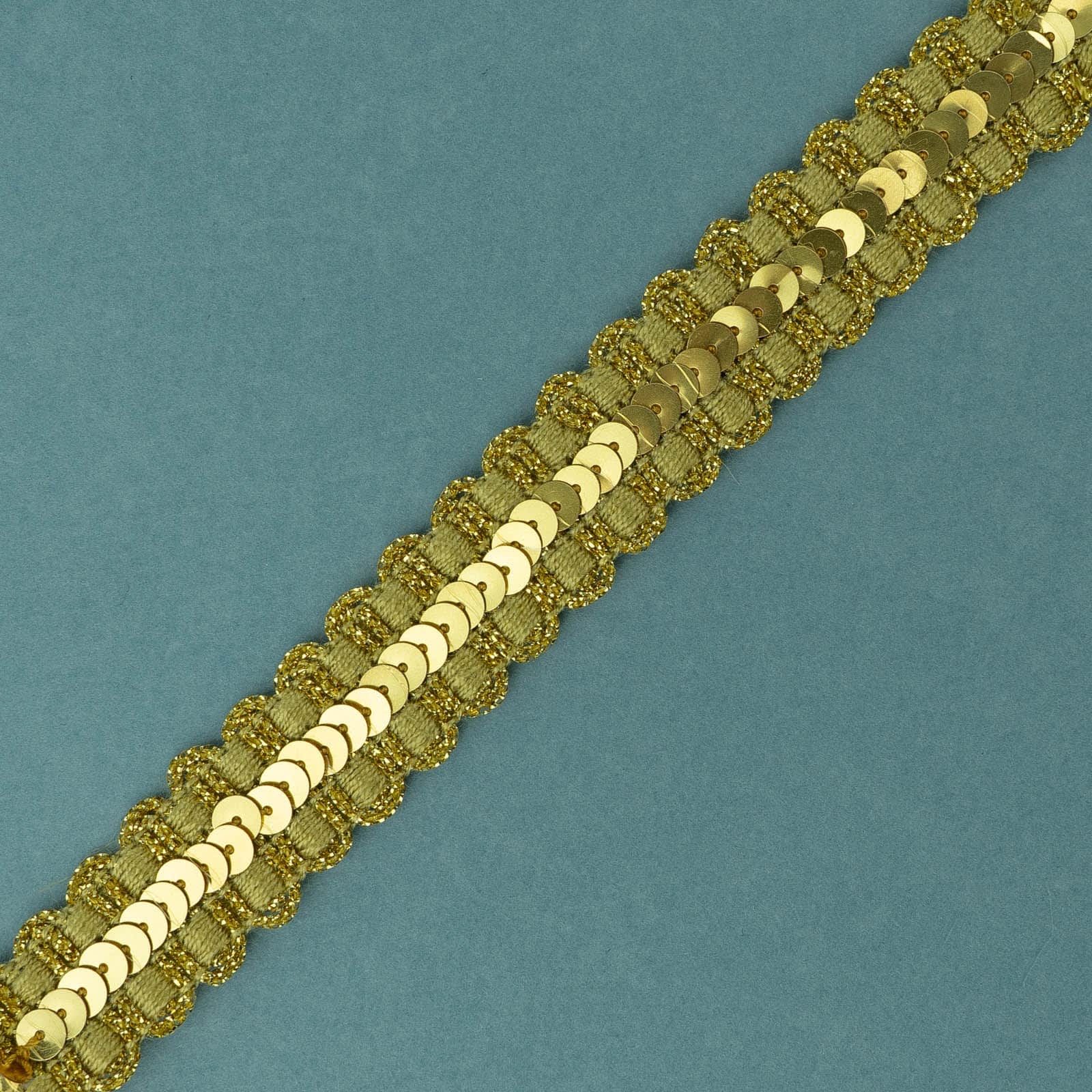Tresse Acrylic Dark Yellow - Gold Lurex and Sequins 2.5cm ...